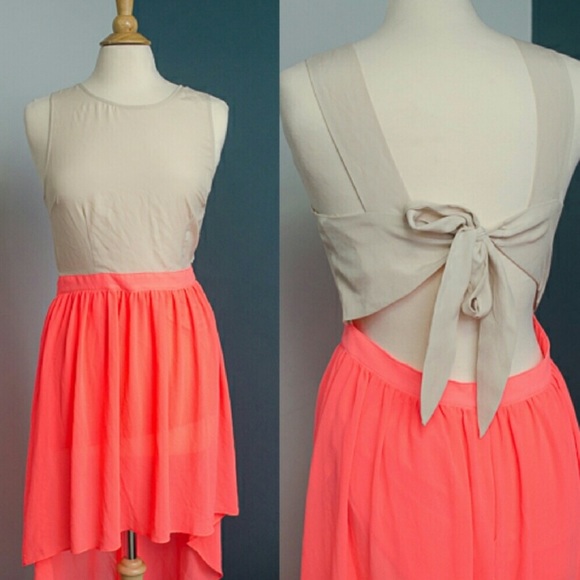 Forever 21 | Dresses | 45 Forever 21 Nude Neon Color Block High Low ...